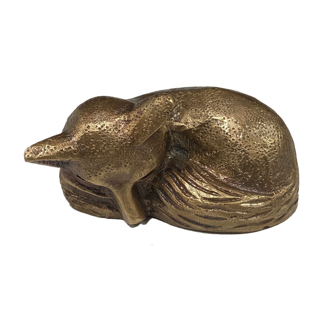 brass fox2-1/2" Antiqued Brass Sleeping Fox Paper Weight Tabletop Lodge ...