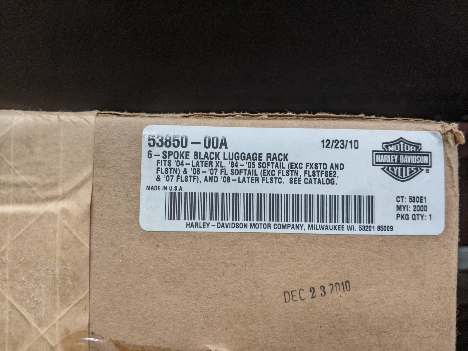 *NOS Harley-Davidson 6 SPOKE Black Luggage Rack OEM 53850-00A | eBay