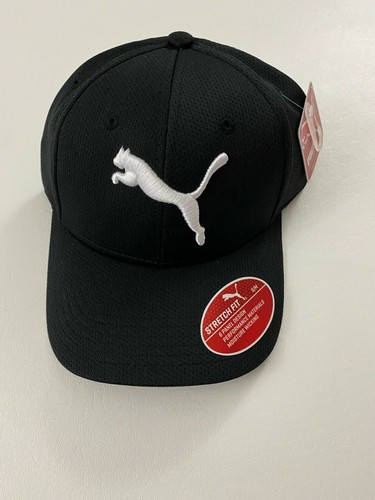 Puma Black Stretch Fit 6 Panel Design Fitted Hat Size S/M | eBay