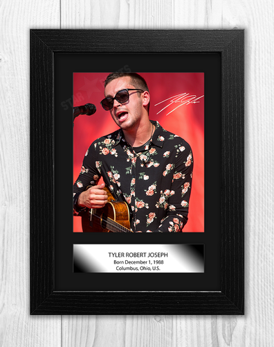 Tyler Joseph Twenty One Pilots A4 signed mounted photograph picture ...
