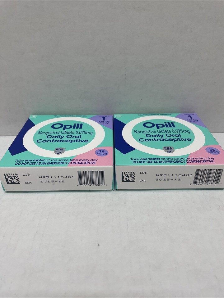 2 Pack-28 Day Supply Opill Norgestrel Tablets Daily Oral Contraceptive ...