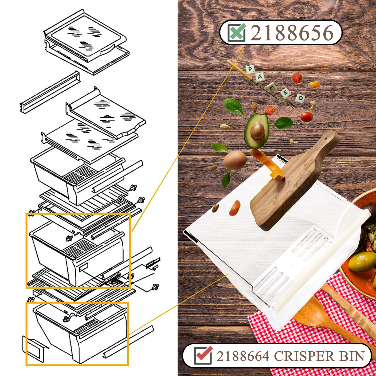 Crisper Pan Bottom Drawer Replace For Whirlpool Refrigerator WP2188664 ...