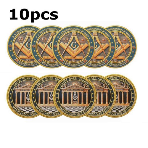 10pcs Masonic Freemason Brotherhood Tokens Hope Faith Charity Challenge ...