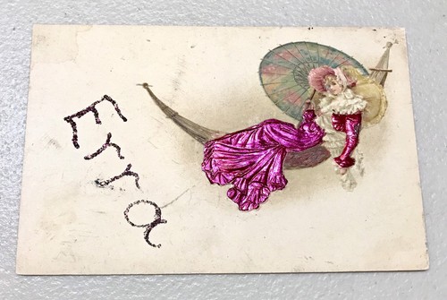 Vintage Antique Early 1900’ Fancy Colorized Mailing Postal Card Lady ...