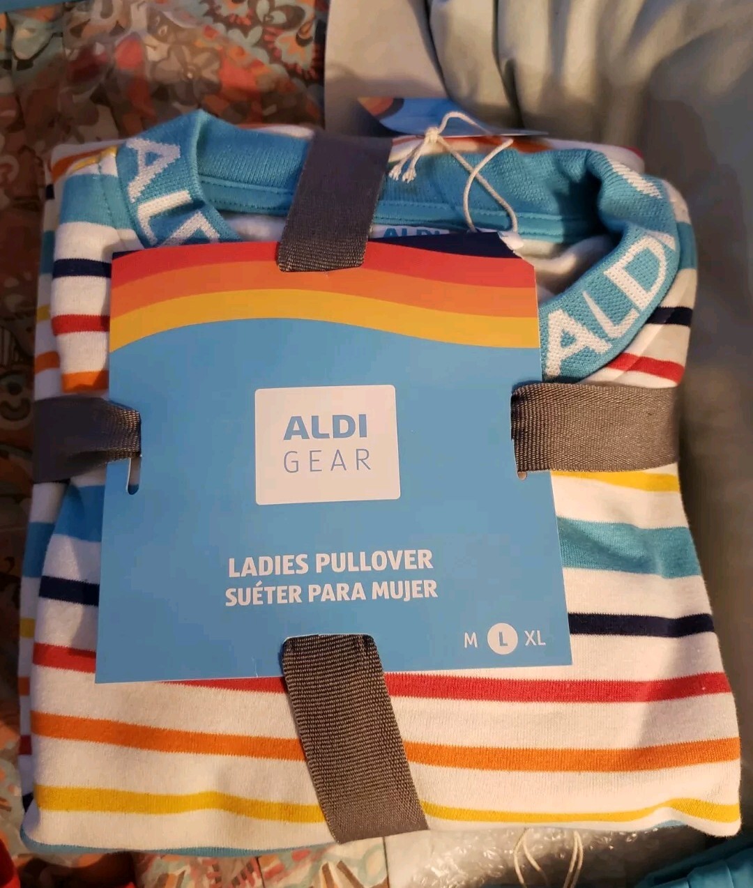 Aldi Gear Ladies Womens Striped Pullover Sweatshirt Size XL Rainbow CR3 ...