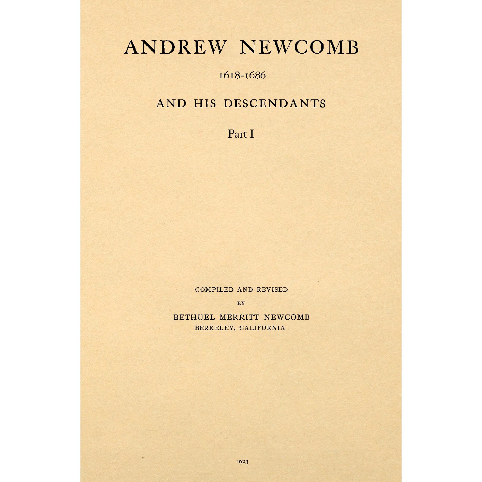 Andrew Newcomb 1618-1686, and His Descendants | eBay