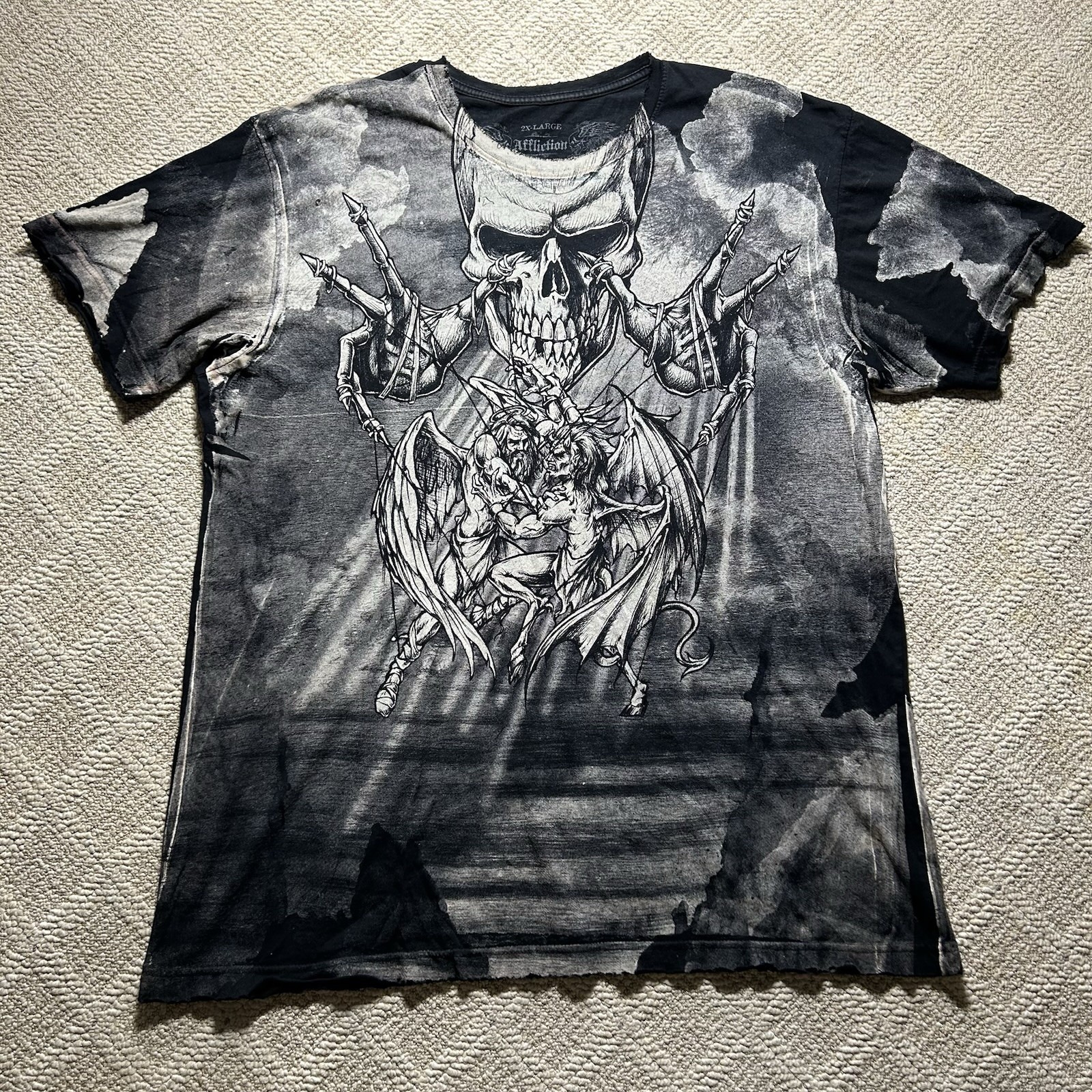 Rare Vtg Affliction Puppet Master God Vs Devil Demon … - Gem