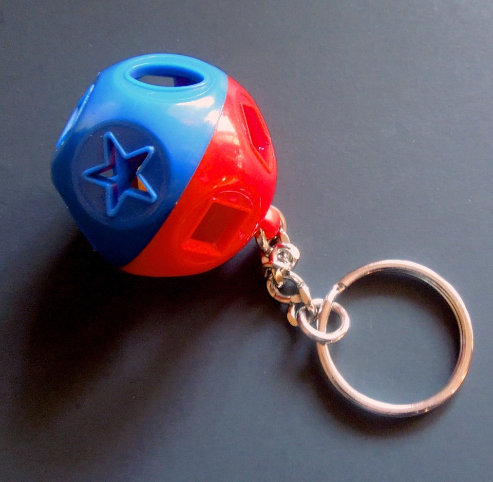 Tupperware SHAPE- O-BALL key ring NEW! shape sorter Blue Red key chain ...