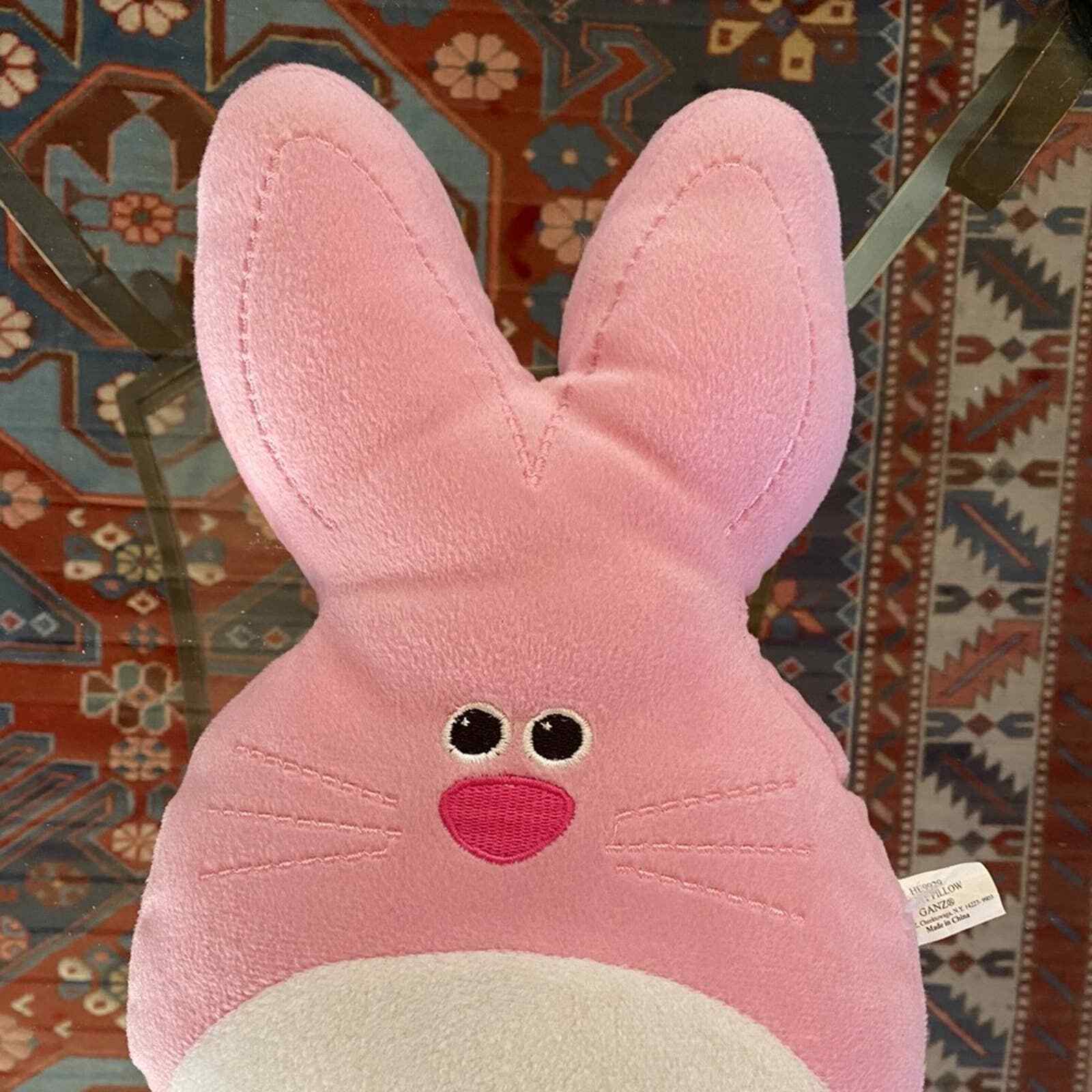 Ganz Pink & White Plush Bunny Pillow 8”x13” Cute & Clean | eBay