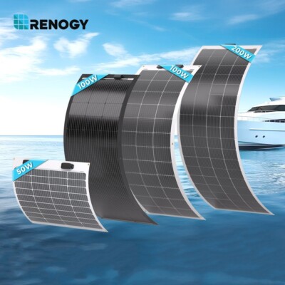 Renogy 50W 100W 200W Watt Highly Flexible Solar Panel Caravan RV 12V ...