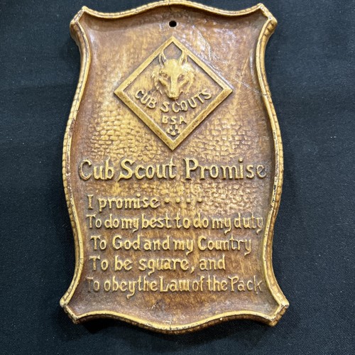 VINTAGE BSA CUB SCOUTS OATH PROMISE 1960s WALL PLAQUE, RARE, VERY GOOD ...
