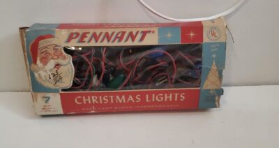 VINTAGE CHRISTMAS LIGHTS BULBS 7 SOCKETS PENNANT/RAYLITE W CLIPS & BOX ...