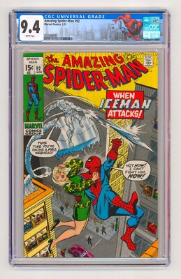 1971 Amazing SPIDER-MAN #92 CGC NM 9.4 WHITE pgs Iceman Gwen app Romita ...