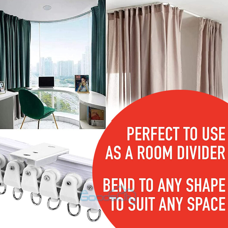 18.3FT Flexible Ceiling Mounted Curtain Track Rail Straight Slide ...