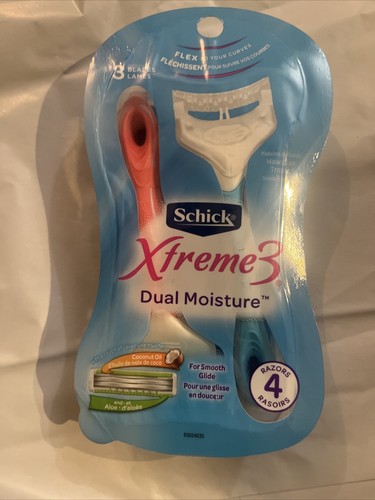 SCHICK XTREME3 Dual Moisture Smooth Glide Razors 4 Pack Womens ...