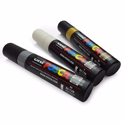 Uni-Ball Posca PC-17K Chisel Tip Paint Marker Pen - Set of 3 - Gold ...