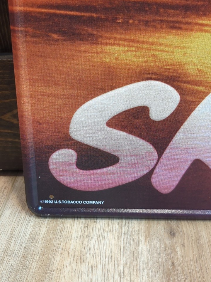 Vtg 1992 Skoal Chewing Tobacco Store Metal Sign 18x14 Motorcycle Sunset ...