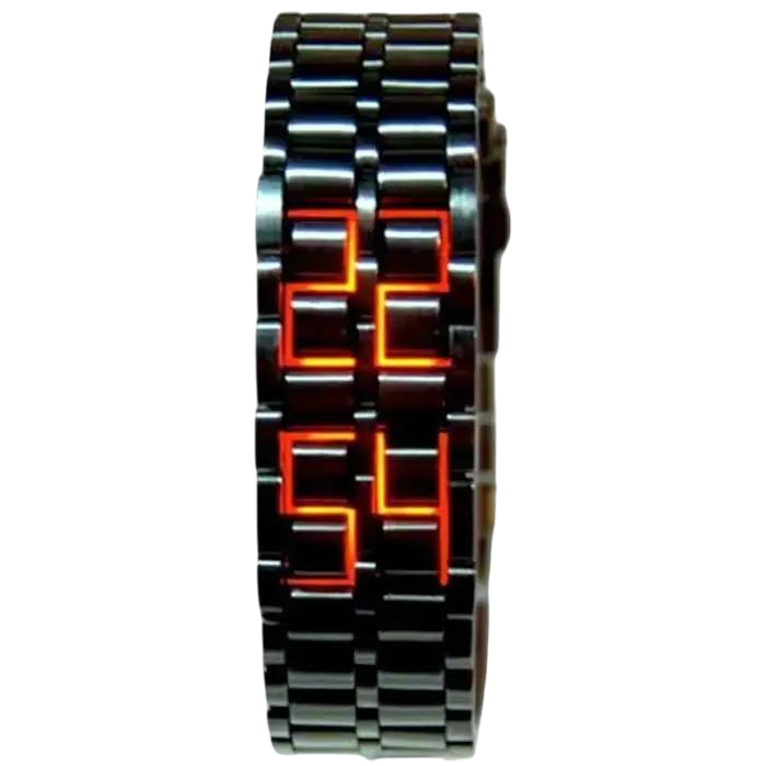 Men’s Stainless Steel LED Bracelet Watch Hidden Digital Red or Blue ...