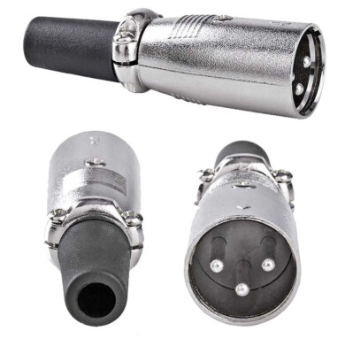 2 x 3 Pin XLR Connector Male Plug Audio Microphone 3 Pole In Line ...