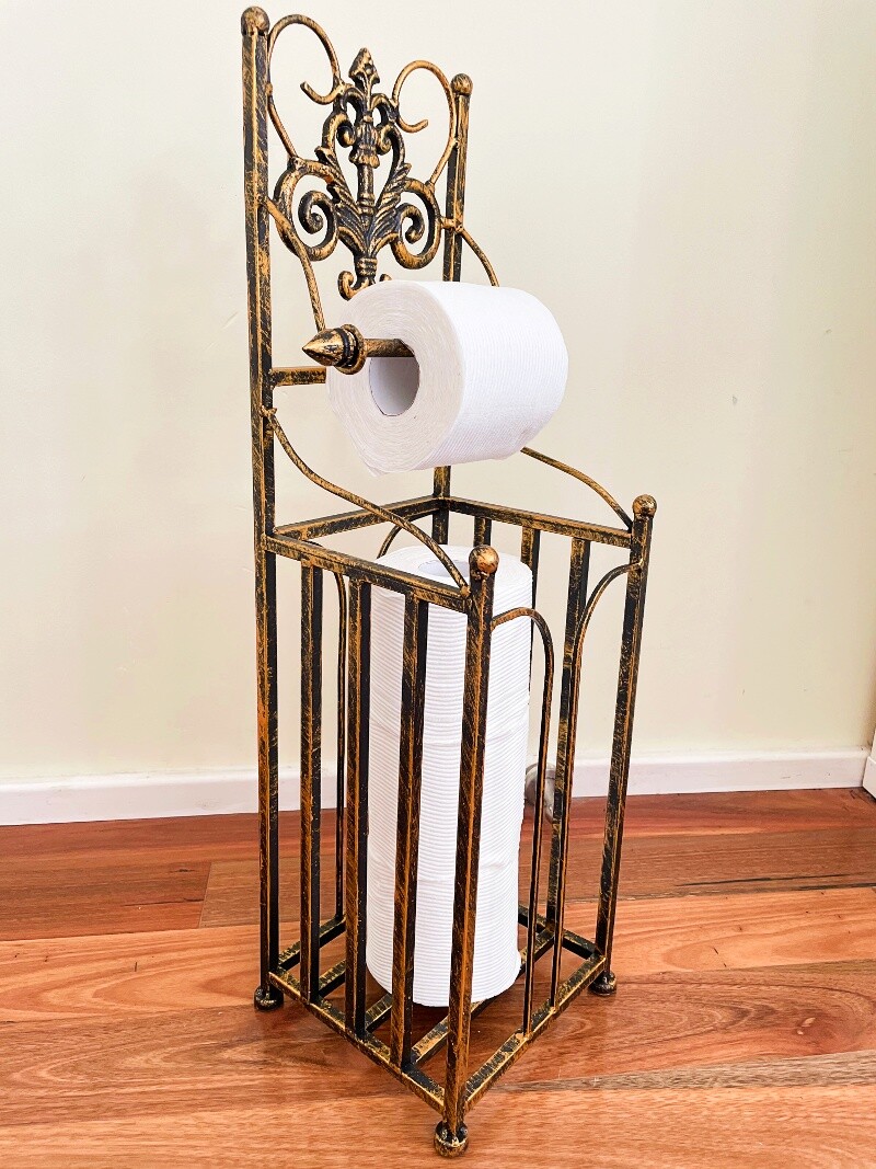 Toilet Paper Wrought Iron Stand Vintage Style Iron Antique Toilet