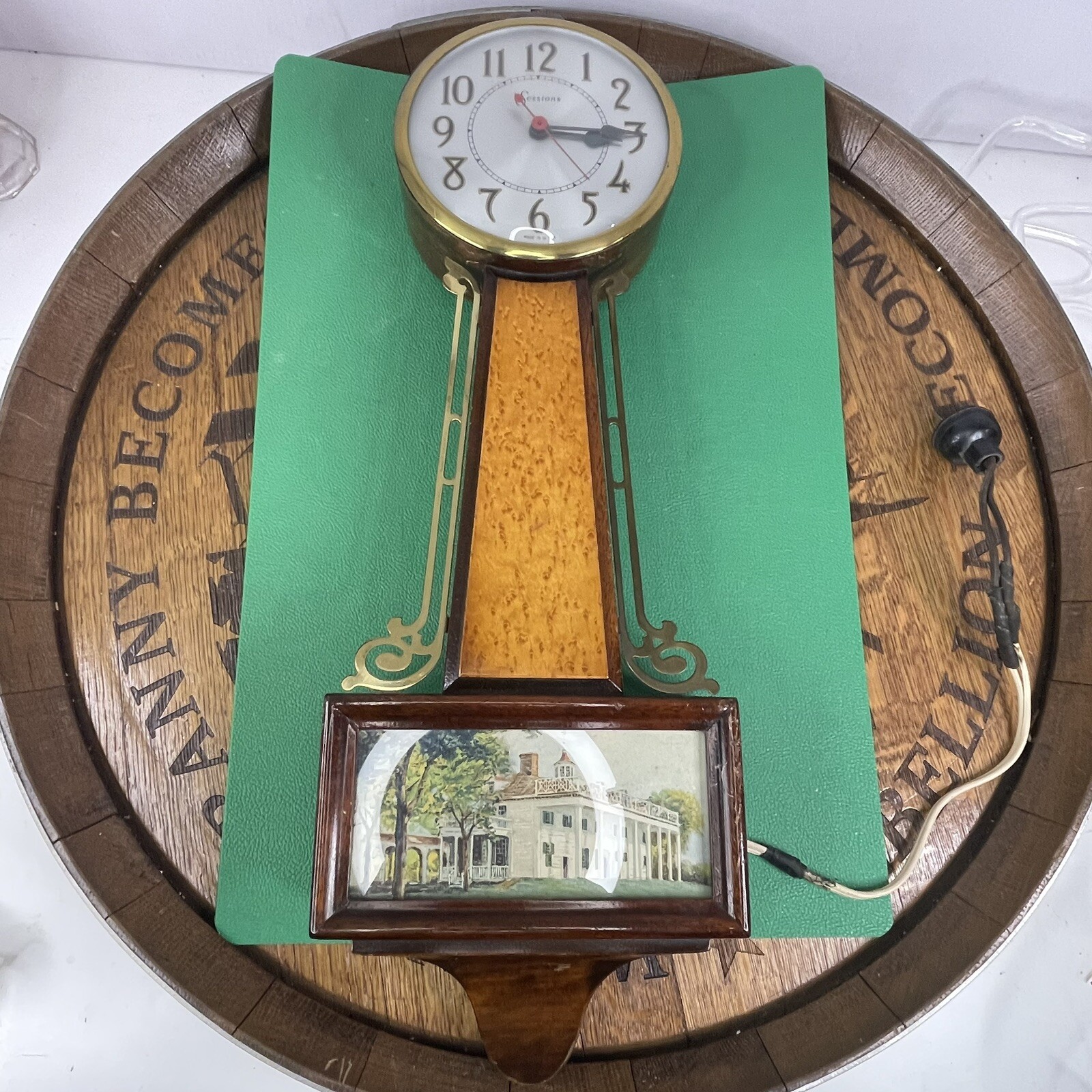 THE SESSIONS CLOCK CO. MODEL 2W 2 W ELECTRIC BANJO CLOCK WORKING SEE ...