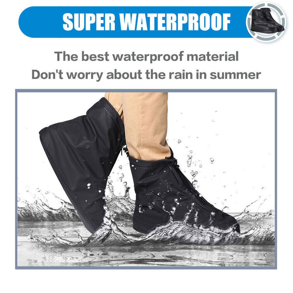 Reusable Rain Shoes Covers Anti-slip Waterproof Zipper Overshoes Boots ...