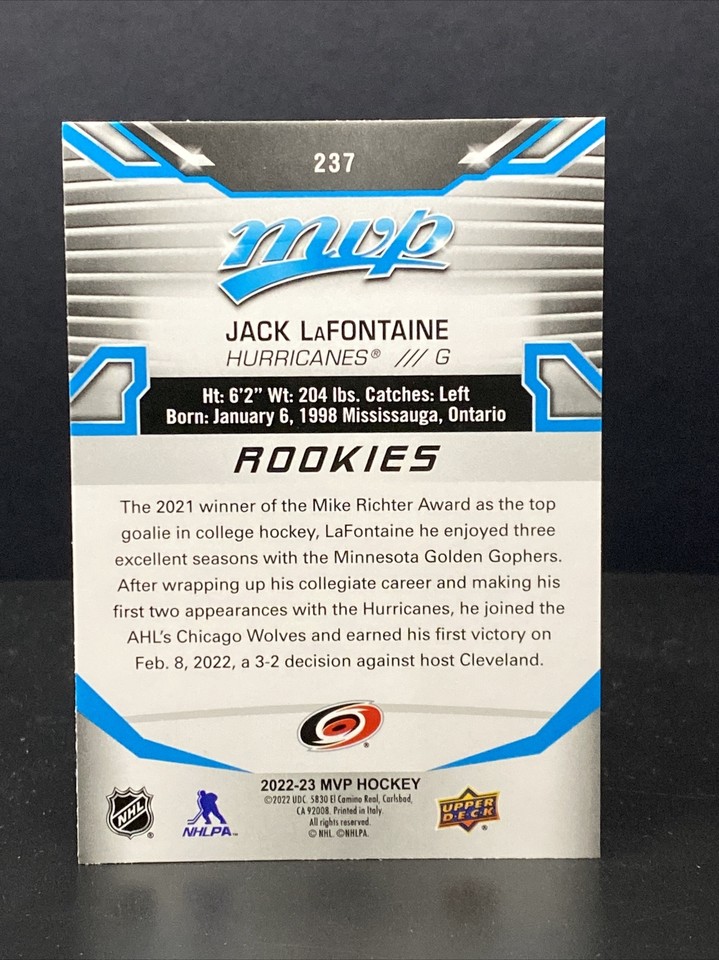 2022-23 Upper Deck MVP Jack LaFontaine SP #237 Rookie RC | eBay