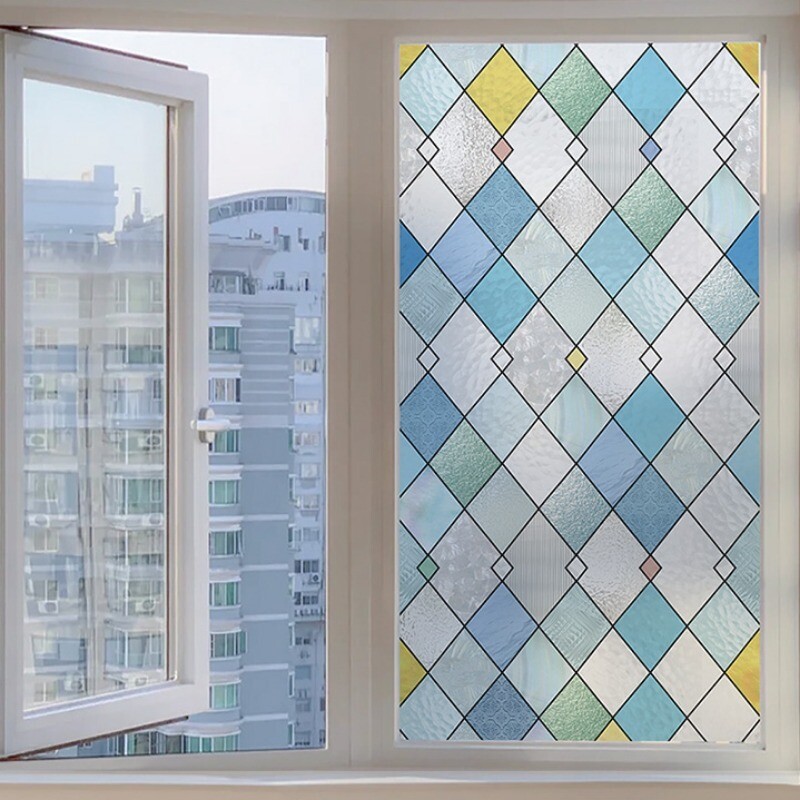 1PC Retro Art Glass Sticker Bathroom Window Film Static Cling Sweet ...