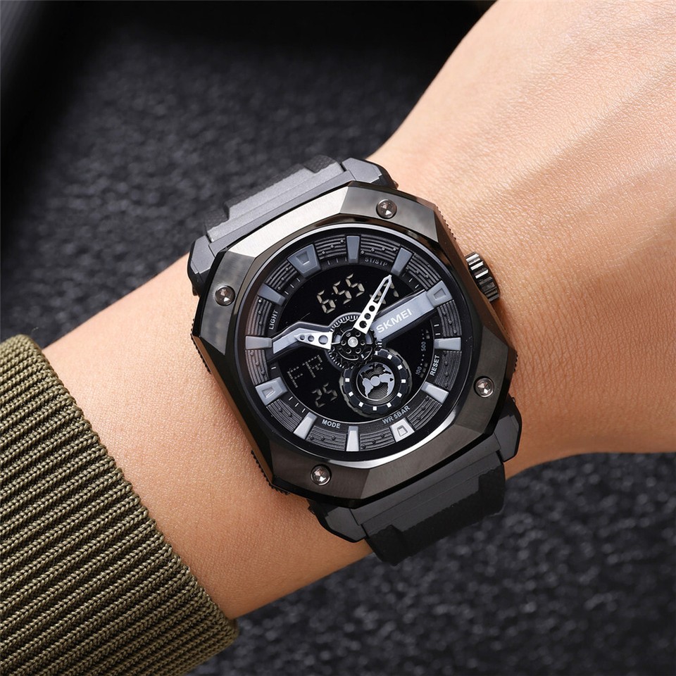 SKMEI Men Watch Dual Time Digital Quartz Wristwatch Countdown Male ...