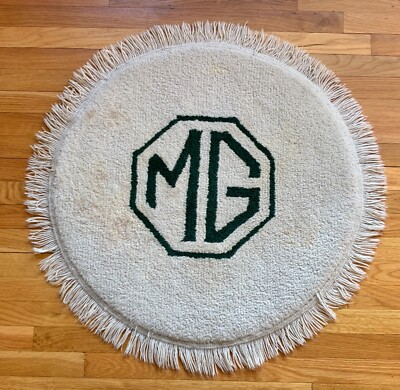 MG Car Club Octagon Logo Handcrafted Round Area Rug cream 100% Wool New ...