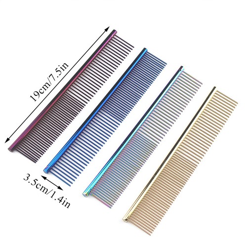 Metal Dog Combs 1 Pack for Grooming,Pet Comb with Rounded Ends ...