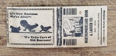 Matchcover Bobtail Pennsylvania Northumberland Hood & Ladder Company | eBay