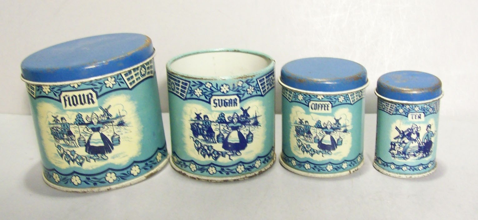 Set of 4 Vintage Wolverine Nesting Toy Kitchen Canisters, Dutch Theme ...