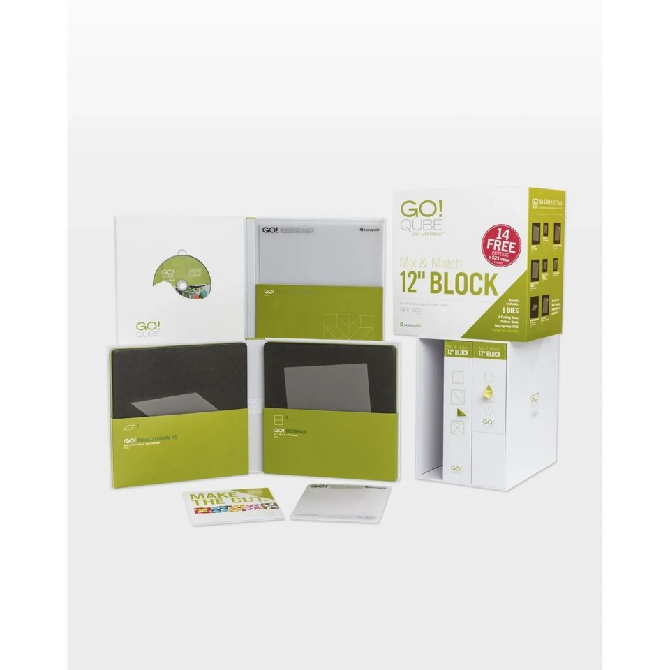 NEW Accuquilt Go! Qube Mix & Match 12" Block fabric cutting system ...