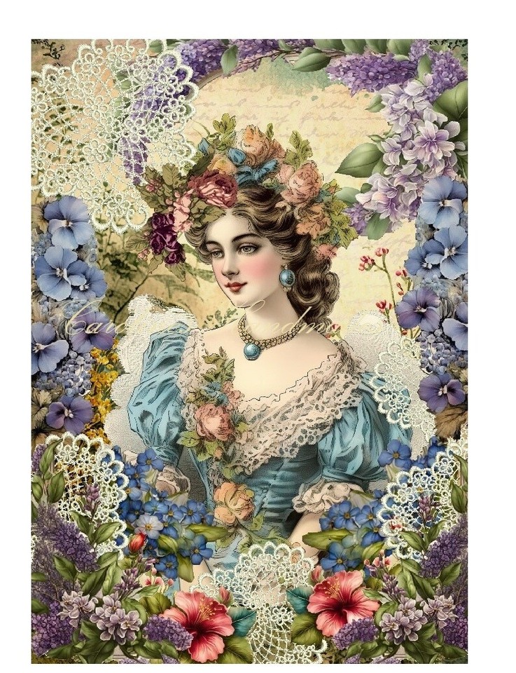 Victorian Ladies Flowers & Lace A MULTI-SIZE SET Cotton Fabric Quilt ...