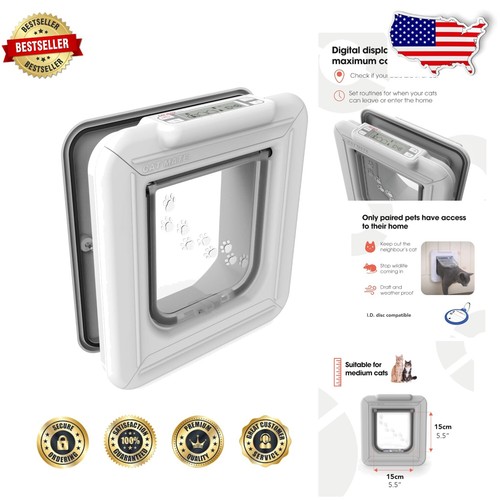 Comprehensive 4-Way Locking Cat Door with LCD Display - Ideal for ...