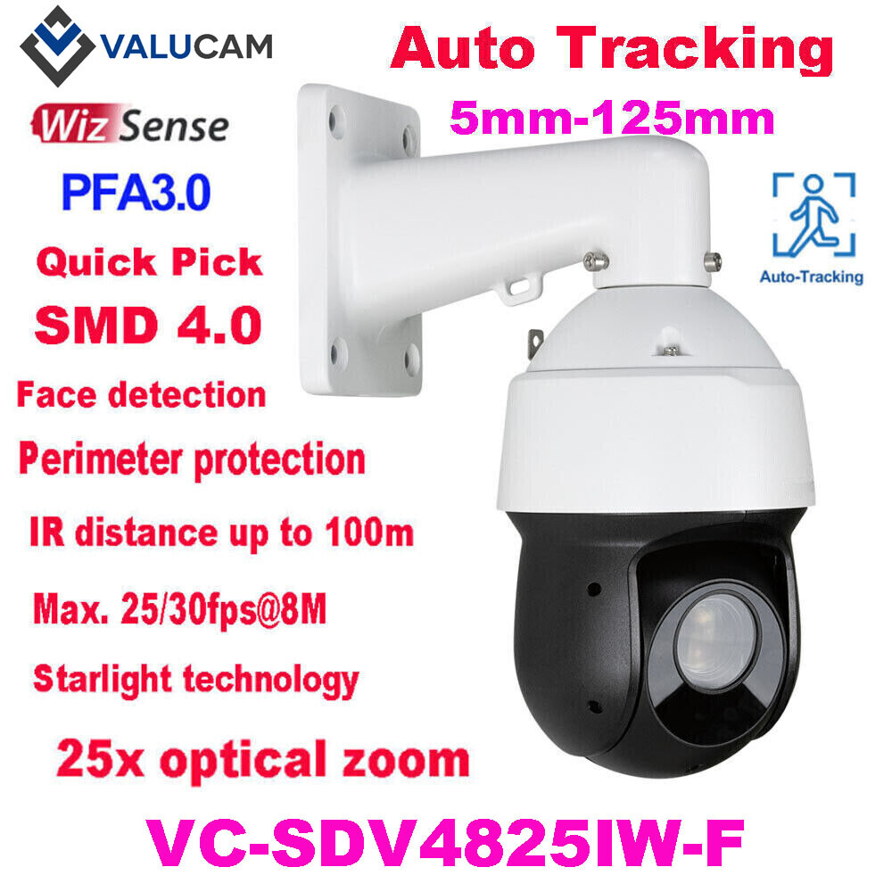 Auto Tracking VALUCAM VC-SDV4825IW-F 4K 25x ZOOM PTZ IP Camera 5-125mm ...