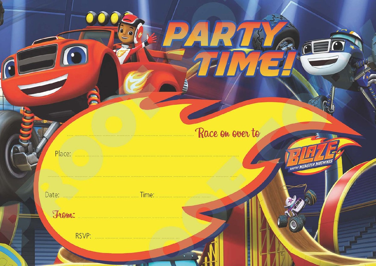 Blaze And The Monster Machines Birthday Invitations 3x5ft Blaze