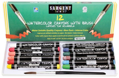 Sargent Art 22-1112 12-Count Water Color-Crayons with Brush,Assorted ...