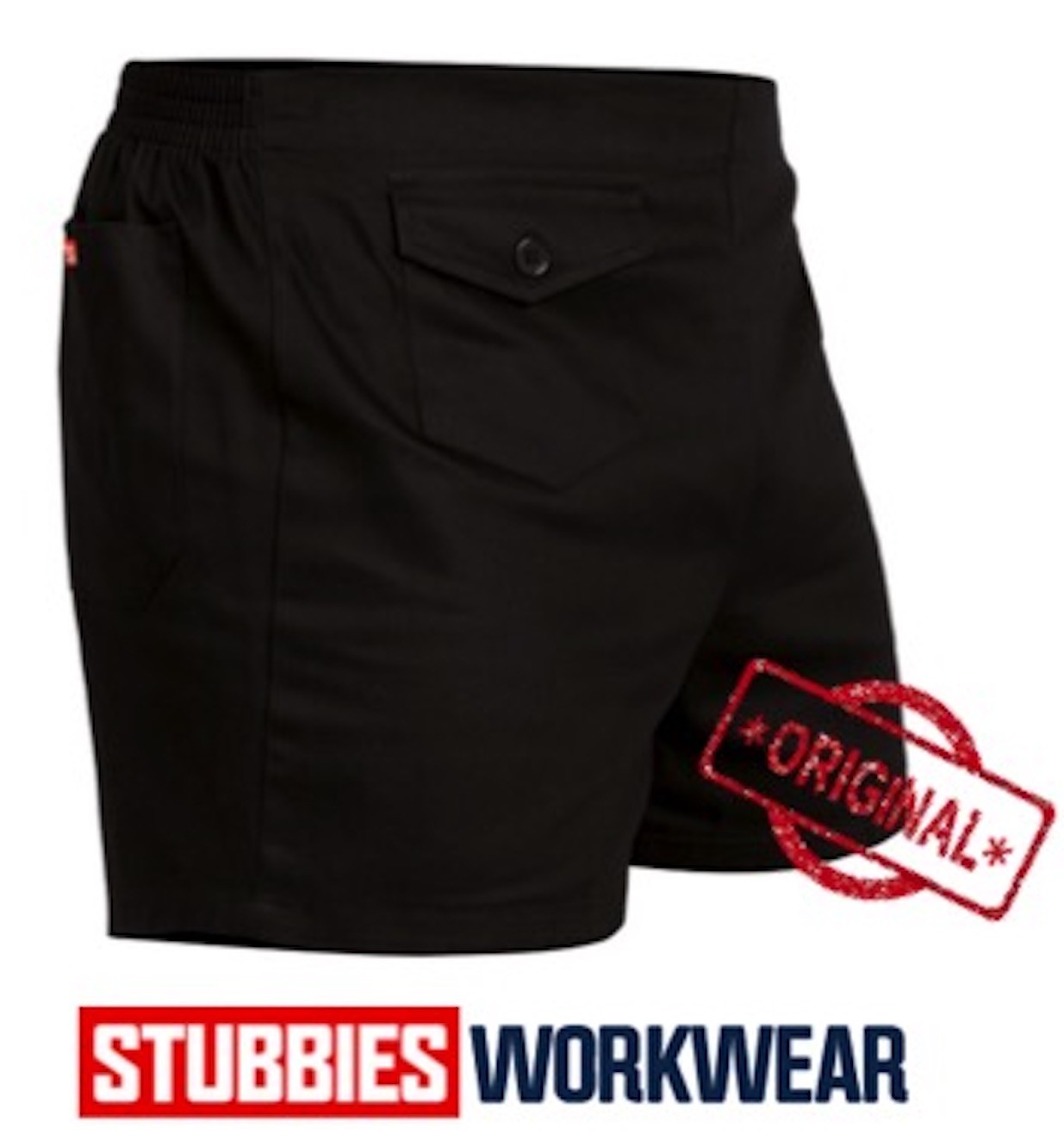 4 PACK - MENS STUBBIES "ORIGINAL" PLAIN FRONT ELASTIC BACK DRILL SHORTS ...