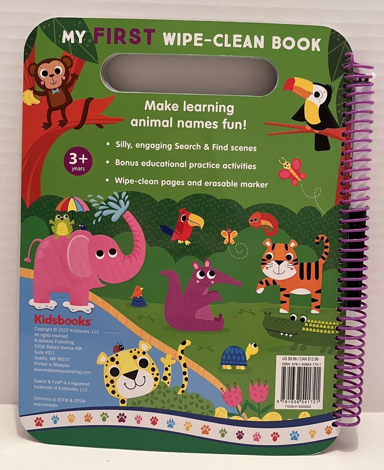 My First Wipe-Clean: Search & Find Animals by Kidsbooks Includes 1 Pen ...