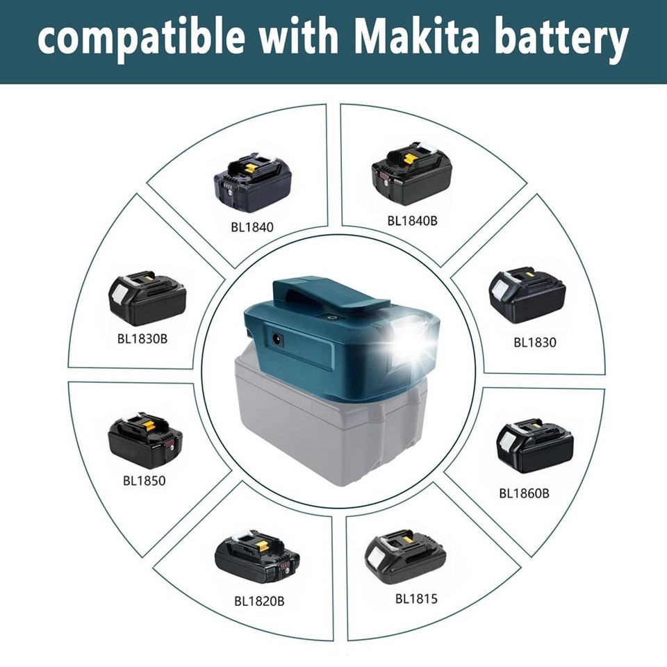 Battery Adapter for Ma-Kita 18V ADP05 with Belt Clip & USB & 12V DC ...