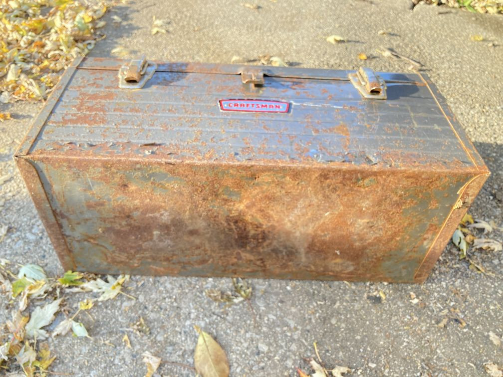 Vintage Metal Tool Box Sears Craftsman 6512 Rusty 20-in Gray Steel ...