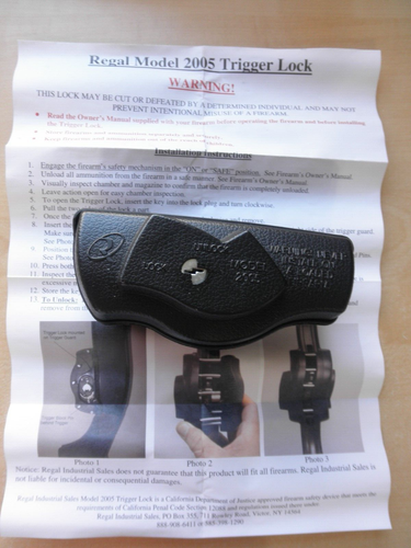 Regal Model M2005 Rifle / Shotgun Trigger Lock NIP W/ 2 Keys CA DOJ ...