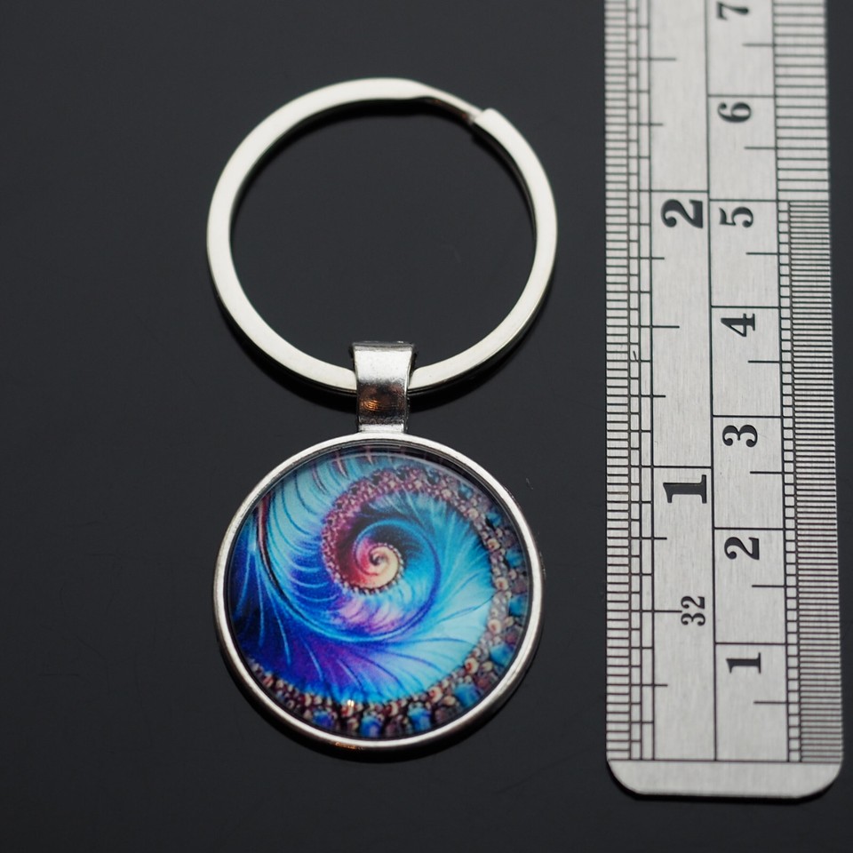 Fibonacci Spiral Fractal Sacred Geometry Glass Cabochon Dome Keychain ...
