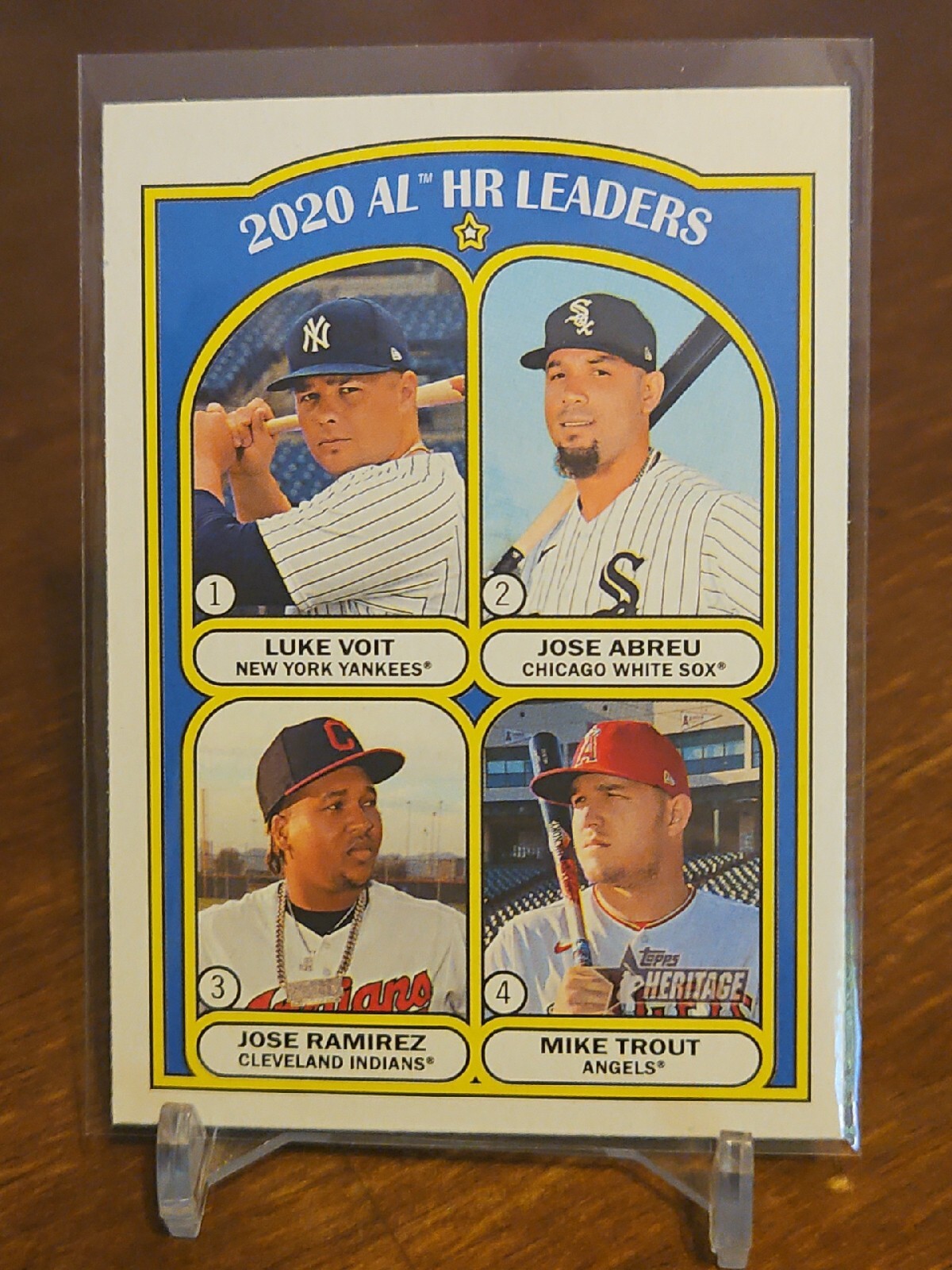 2021 Topps Heritage #90 2020 AL HR Leaders - Mike Trout Luke Voit Jose ...