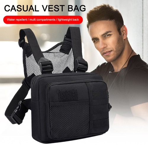 Men's Tactical Chest Rig Bag Combat Front Pouch Recon Kit Plain Sling ...
