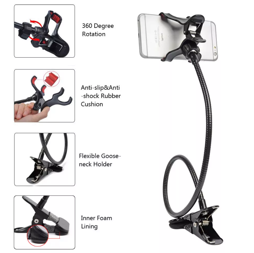 Universal Lazy Mobile Phone Gooseneck Stand Holder Flexible Bed Desk ...