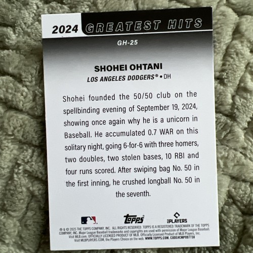 Shohei Ohtani Topps 2025 Card Greatest Hits Of 2024 | eBay