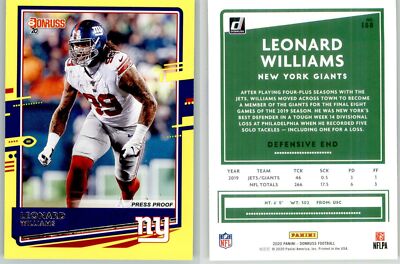 Leonard Williams 2020 Donruss Press Proof Yellow #188 New York Giants ...